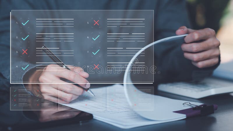 Businessman Checking the Steps through Document with a List of ...