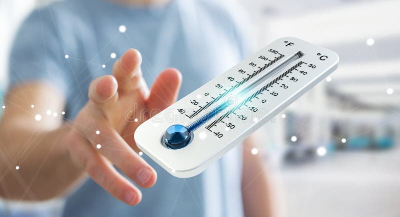 Businessman Checking the Temperature Drop 3D Rendering Stock ...