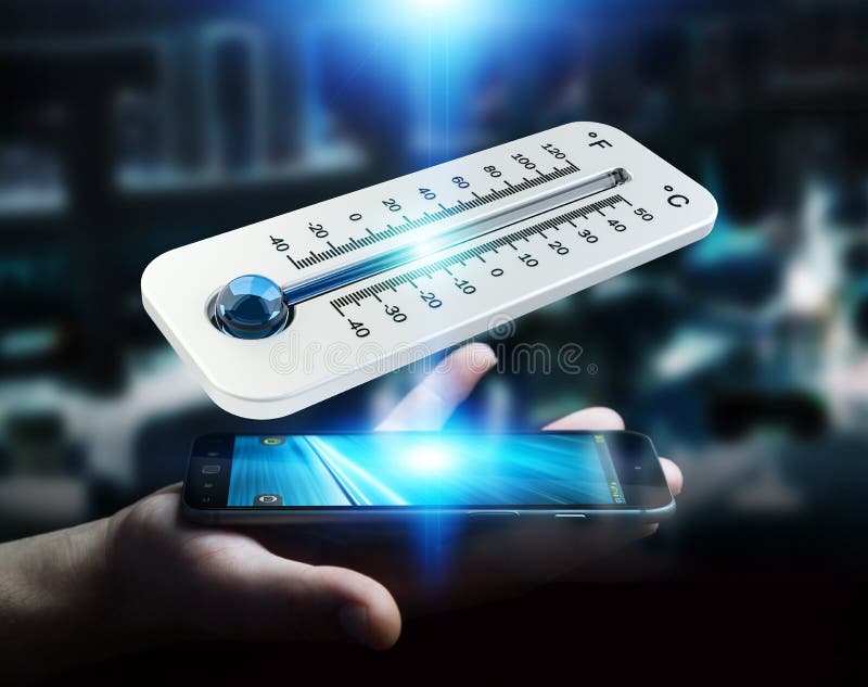 Businessman Checking the Temperature Drop 3D Rendering Stock ...