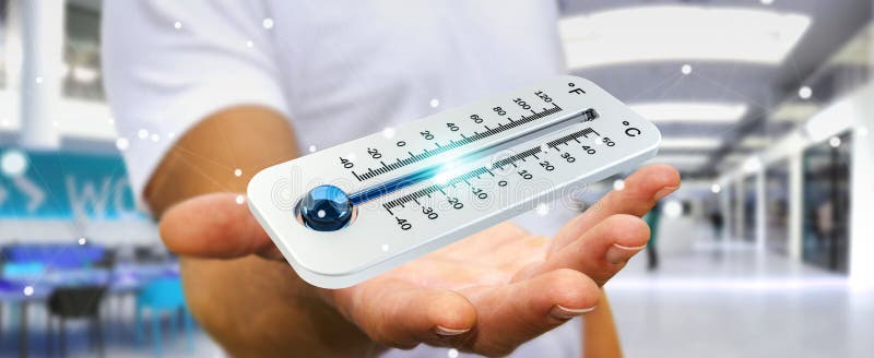 Businessman Checking the Temperature Drop 3D Rendering Stock ...