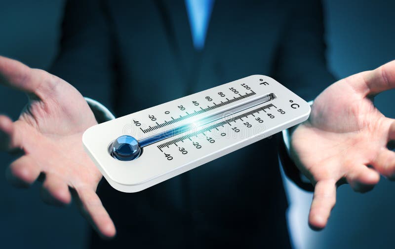 Businessman Checking the Temperature Drop 3D Rendering Stock ...