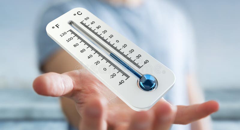 Businessman Checking the Temperature Drop 3D Rendering Stock ...