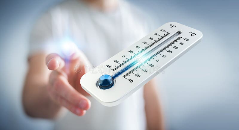 Businessman Checking the Temperature Drop 3D Rendering Stock ...