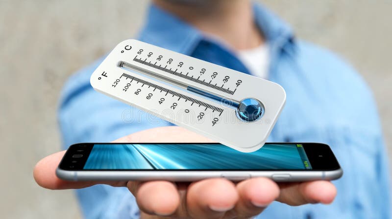Businessman Checking the Temperature Drop 3D Rendering Stock ...