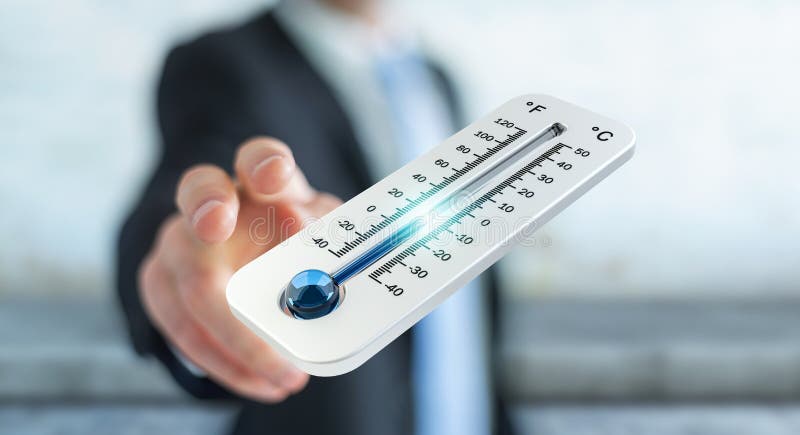 Businessman Checking the Temperature Drop 3D Rendering Stock ...