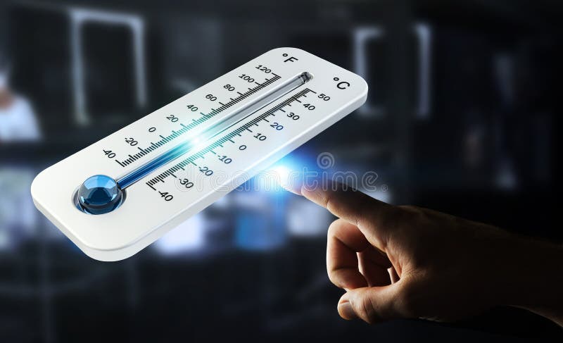Businessman Checking the Temperature Drop 3D Rendering Stock ...