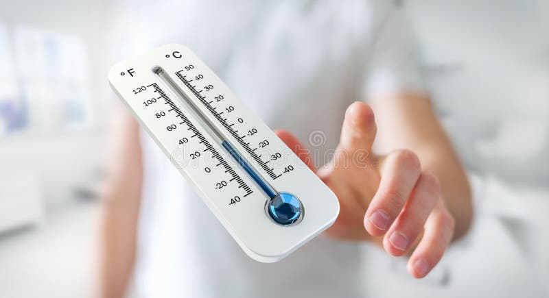 Businessman Checking the Temperature Drop 3D Rendering Stock ...