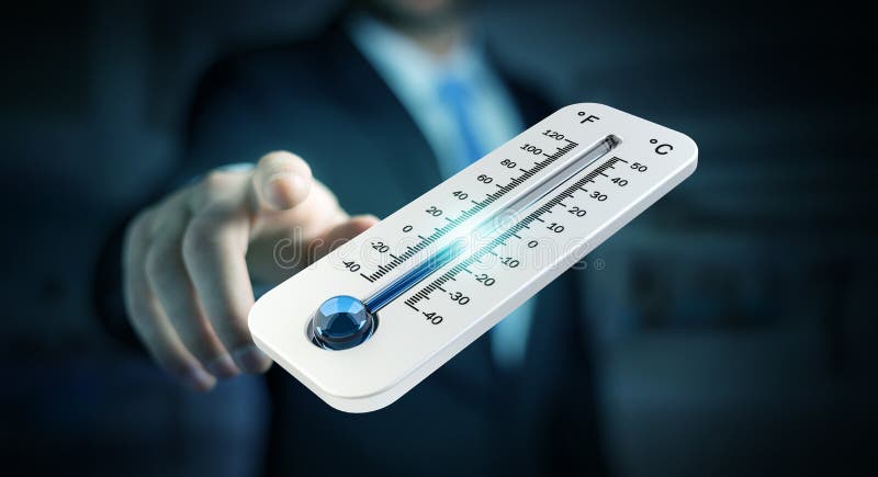 Businessman Checking the Temperature Drop 3D Rendering Stock ...