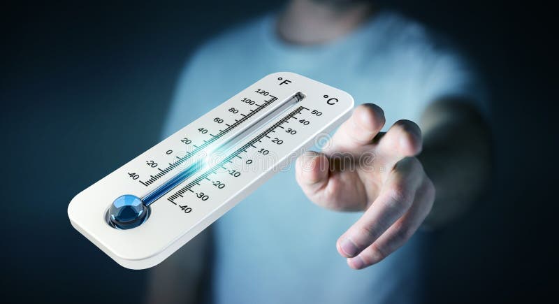Businessman Checking the Temperature Drop 3D Rendering Stock ...