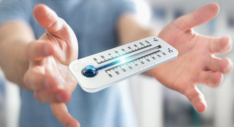 Businessman Checking the Temperature Drop 3D Rendering Stock ...