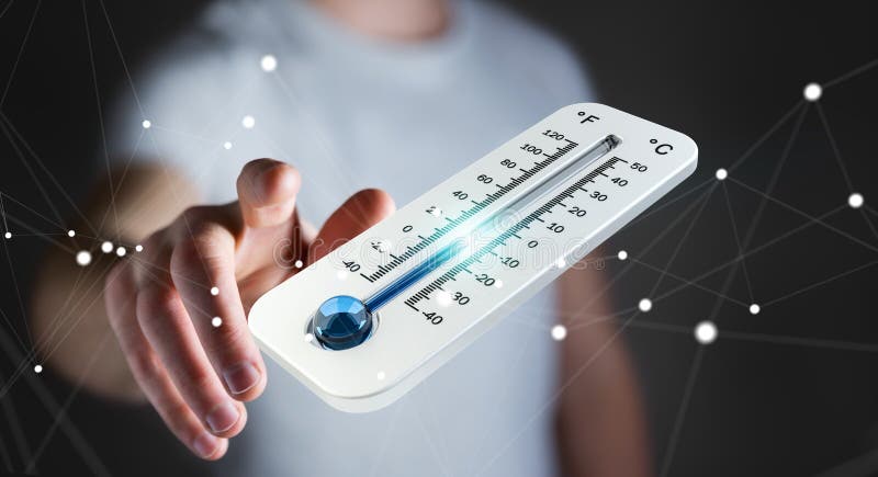 Businessman Checking the Temperature Drop 3D Rendering Stock ...