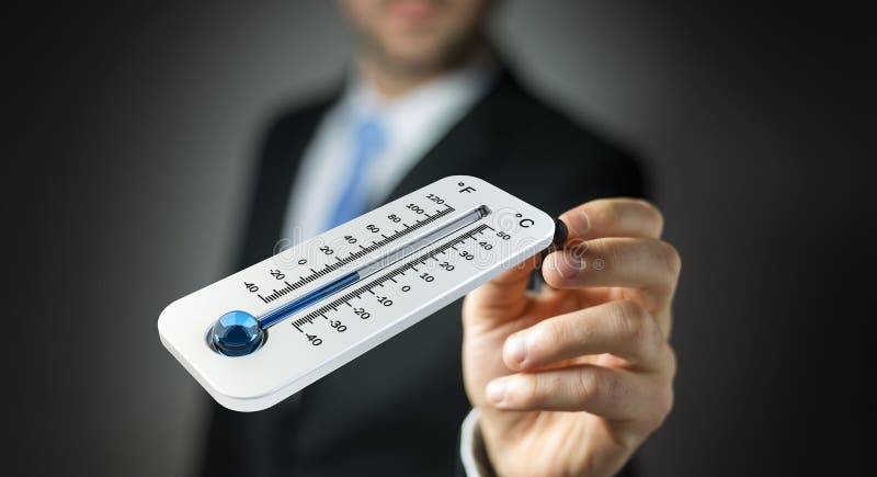 Businessman Checking the Temperature Drop 3D Rendering Stock ...
