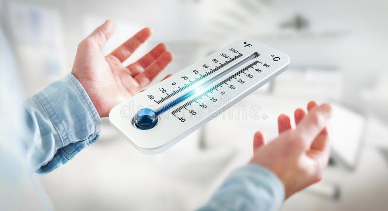 Businessman Checking the Temperature Drop 3D Rendering Stock ...