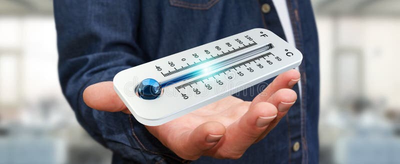Businessman Checking the Temperature Drop 3D Rendering Stock ...