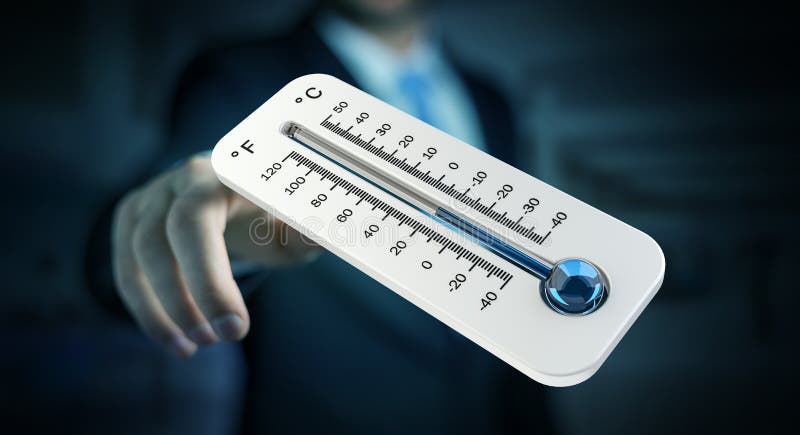 Businessman Checking the Temperature Drop 3D Rendering Stock ...