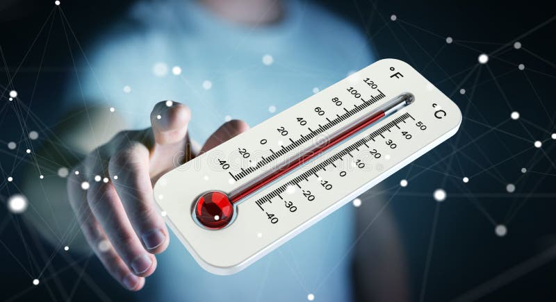 Businessman Checking the Temperature Rise 3D Rendering Stock ...