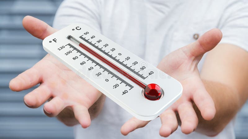 Businessman Checking the Temperature Rise 3D Rendering Stock ...