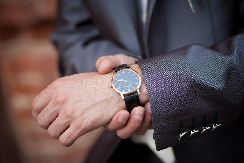 Businessman Checking the Time Stock Photo - Image of watch, appointment ...