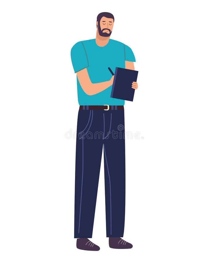 Businessman Checklist with Computer. Check List Icon Flat Vector Stock ...