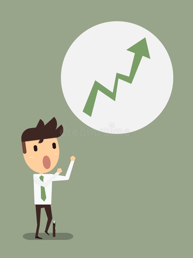Businessman Cheering for Positive Graph Stock Vector - Illustration of ...