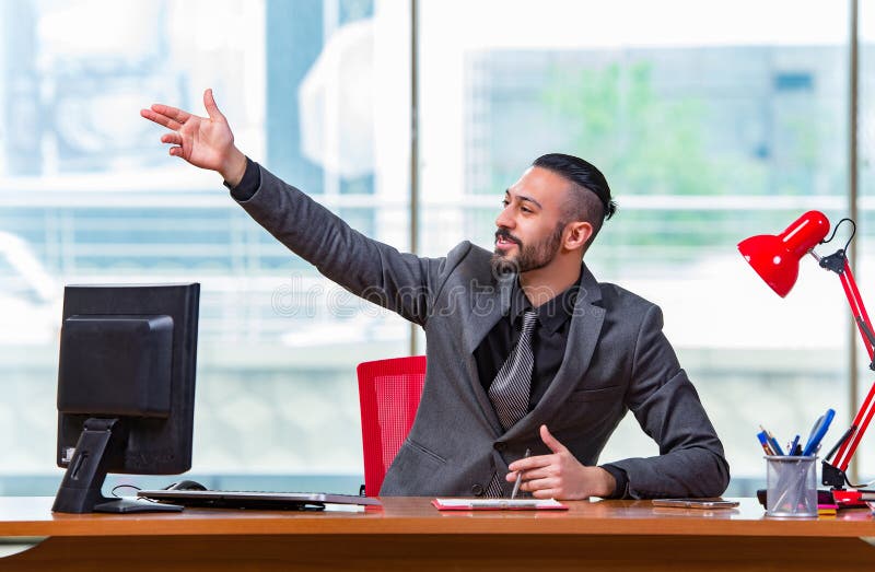 The Businessman Cheering Saluting in the Office Stock Photo - Image of ...