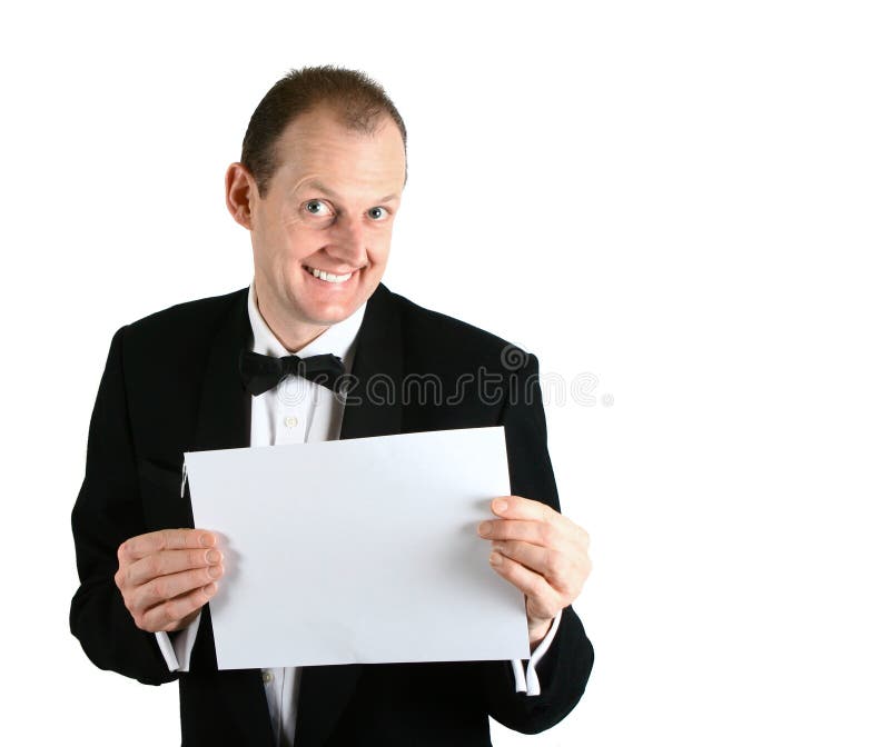 Salesman with a Cheesy Grin and a Blank Board Stock Image - Image of ...