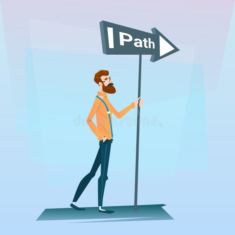 Businessman Choose Path Way Sign Board Road Stock Vector - Illustration ...