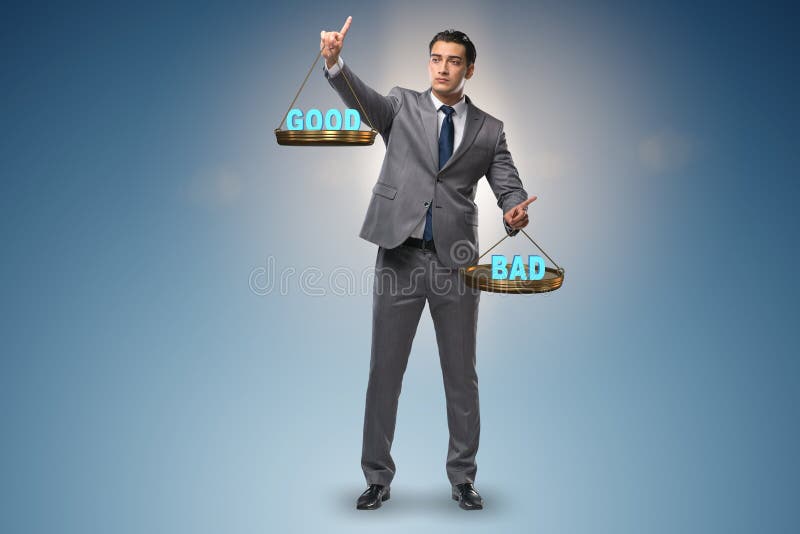 The Businessman Choosing between Good and Bad Stock Photo - Image of ...