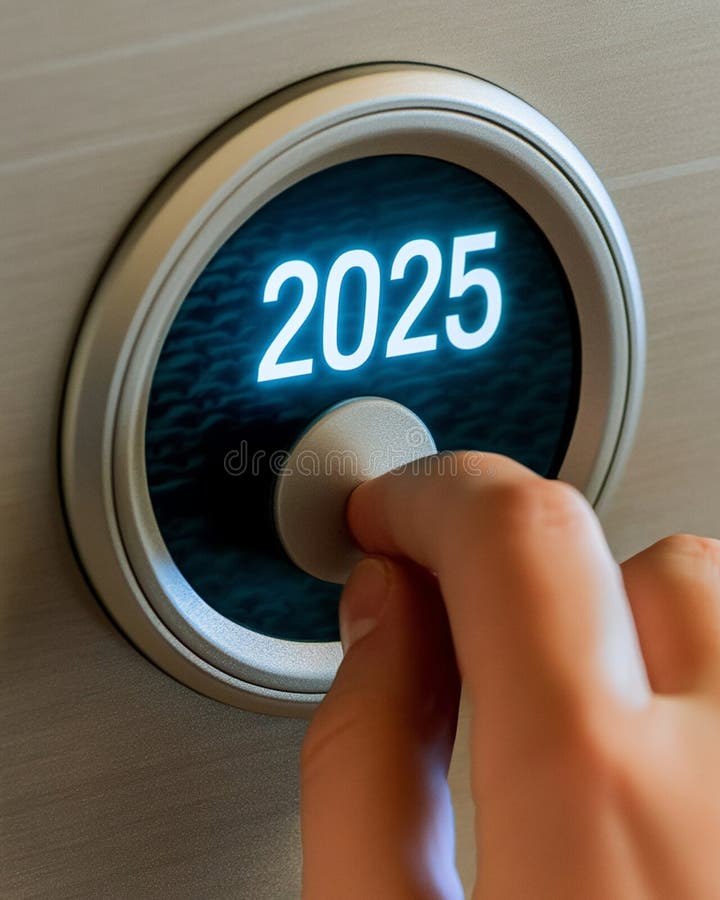 Businessman is Choosing Year 2025 on Control Panel Stock Photo - Image ...