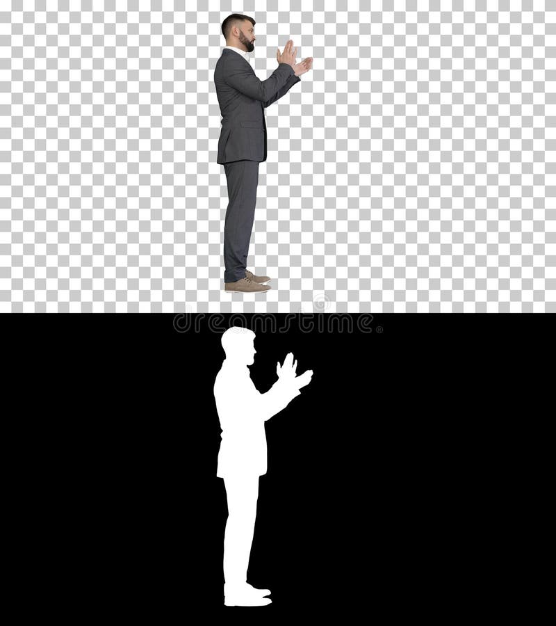 Businessman Clapping Hands Impressed by Something, Alpha Channel Stock ...