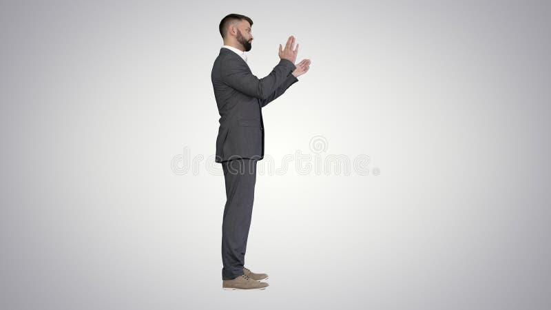 Businessman Clapping Hands Impressed by Something on Gradient ...