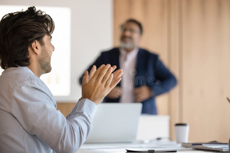 Businessman Clapping Hands after Speaker Finalize Presentation or ...
