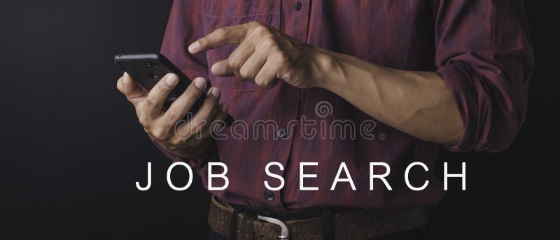 Businessman Clicks on the Internet Job Search Page on a Computer Touch ...