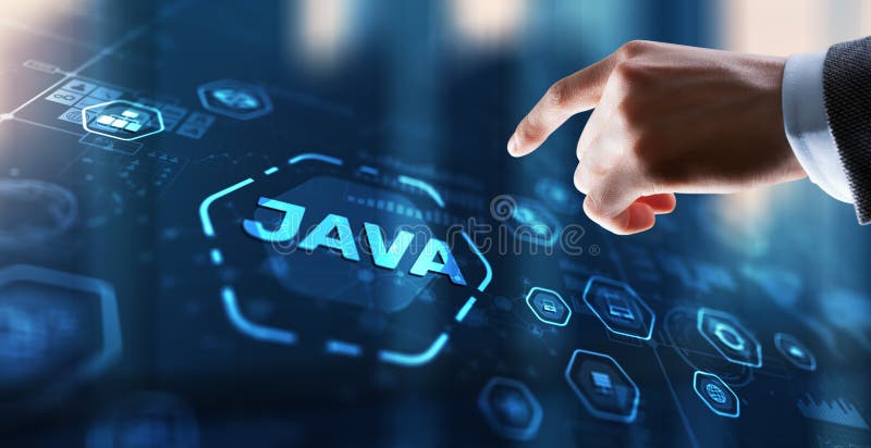 Businessman Clicks Java Programming Language Application Concept on ... Businessman Clicks Java Programming Language Application Concept on ...