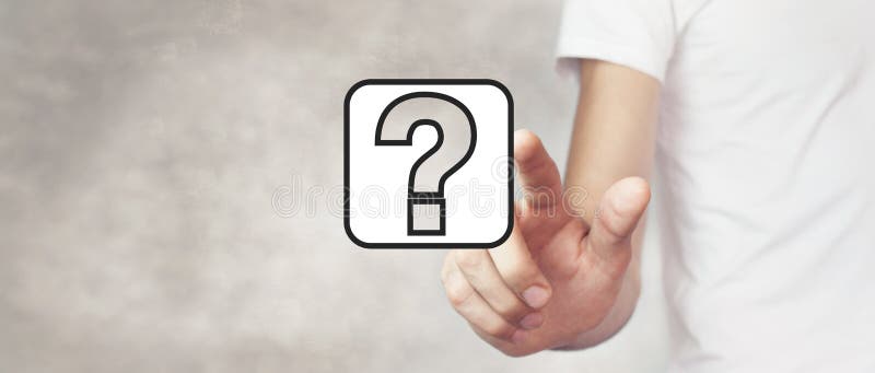 Businessman Clicks on the Screen Means Question Mark Stock Image ...