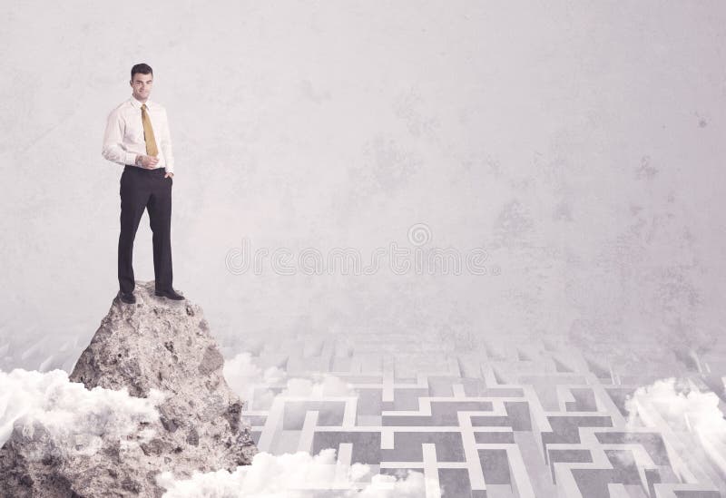 Businessman on Cliff Above Labyrinth Stock Image - Image of labyrinth ...