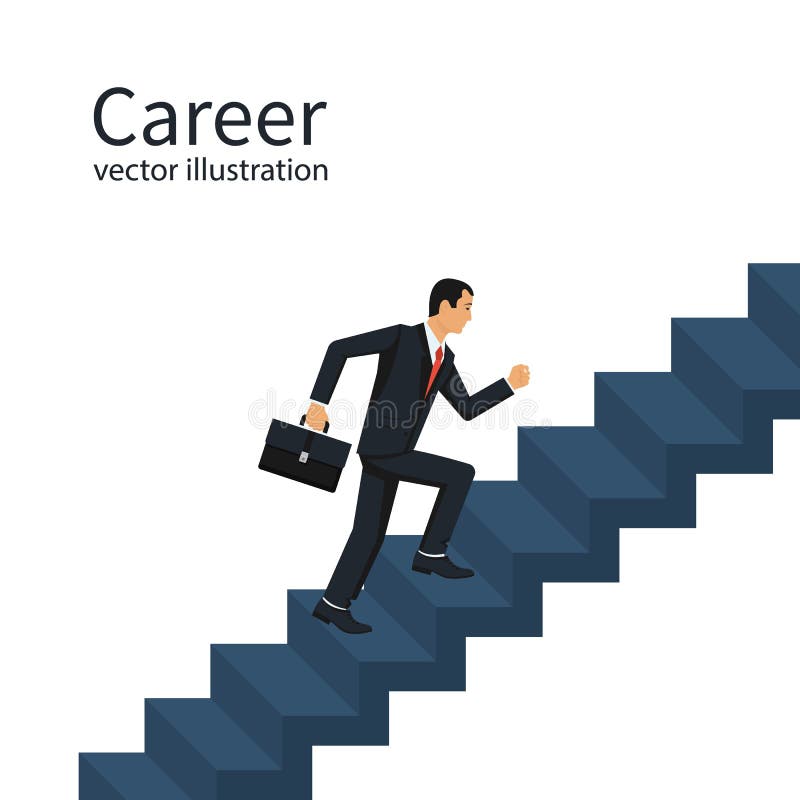 Businessman is Climbing Career Ladder. Stock Vector - Illustration of ...