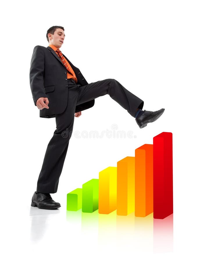Businessman Climbing a Chart Stock Image - Image of money, climb: 16077555