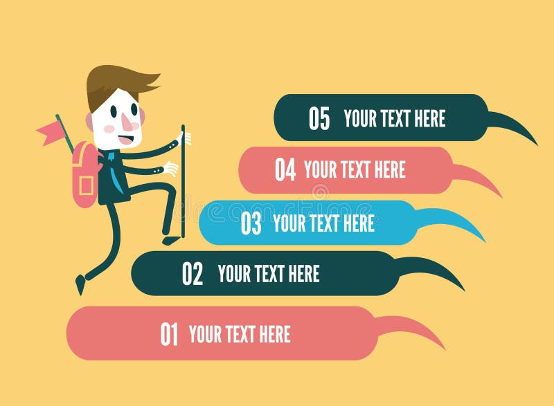 Businessman Climbing on the Speech Bubble Steps. Business Successful ...