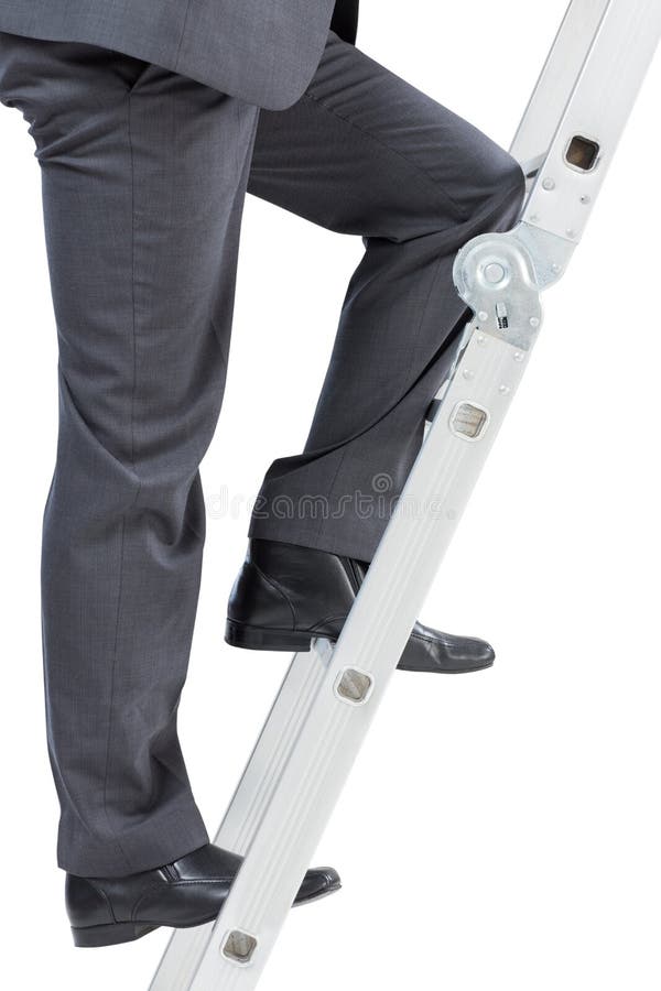 Businessman Climbing Ladder Side View Stock Image - Image of suit ...