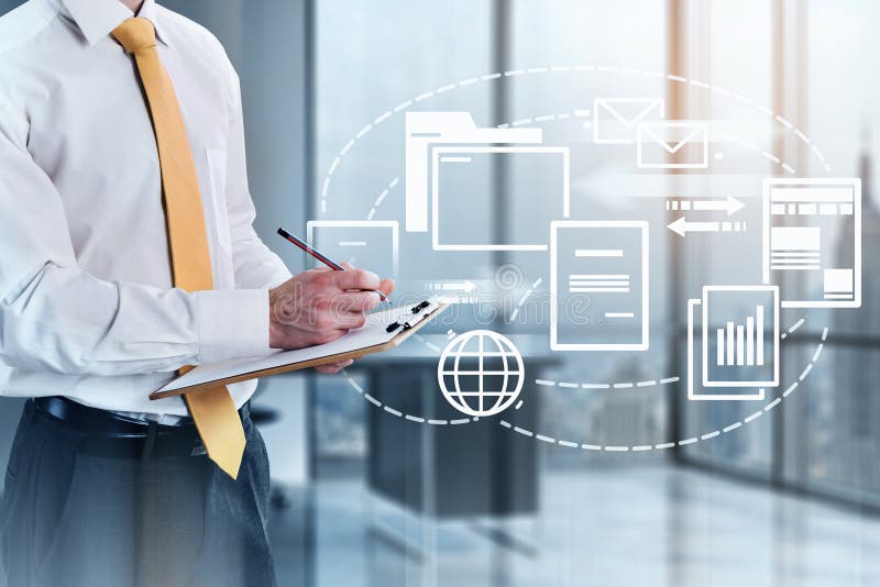 Businessman with Clipboard Web Document Interface Stock Image - Image ...