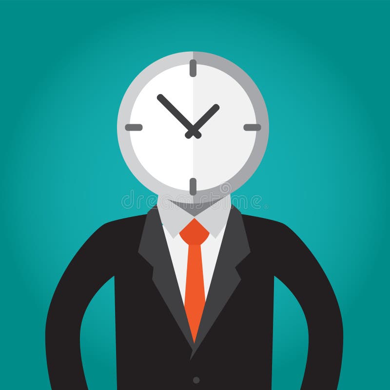 Businessman with a Clock Head. Stock Vector - Illustration of head ...