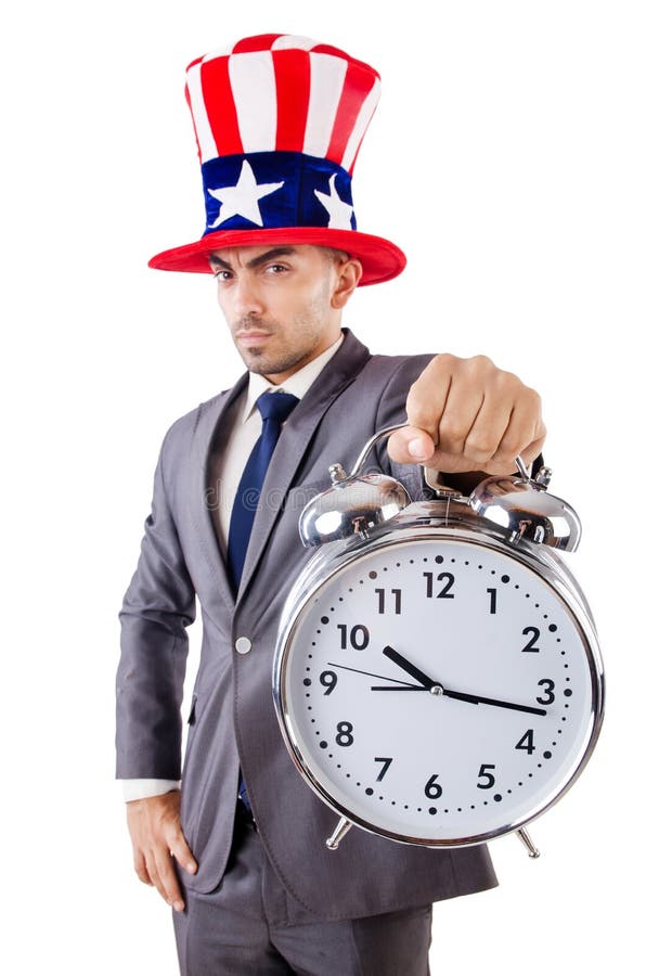 Businessman with clock stock image. Image of holding - 35814229