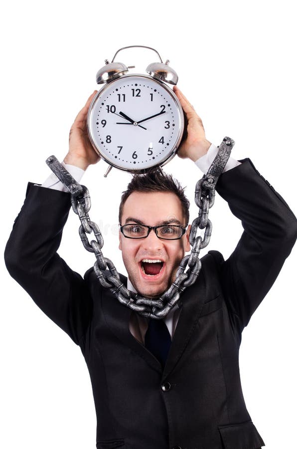 Businessman with Clock Isolated Stock Image - Image of office, document ...