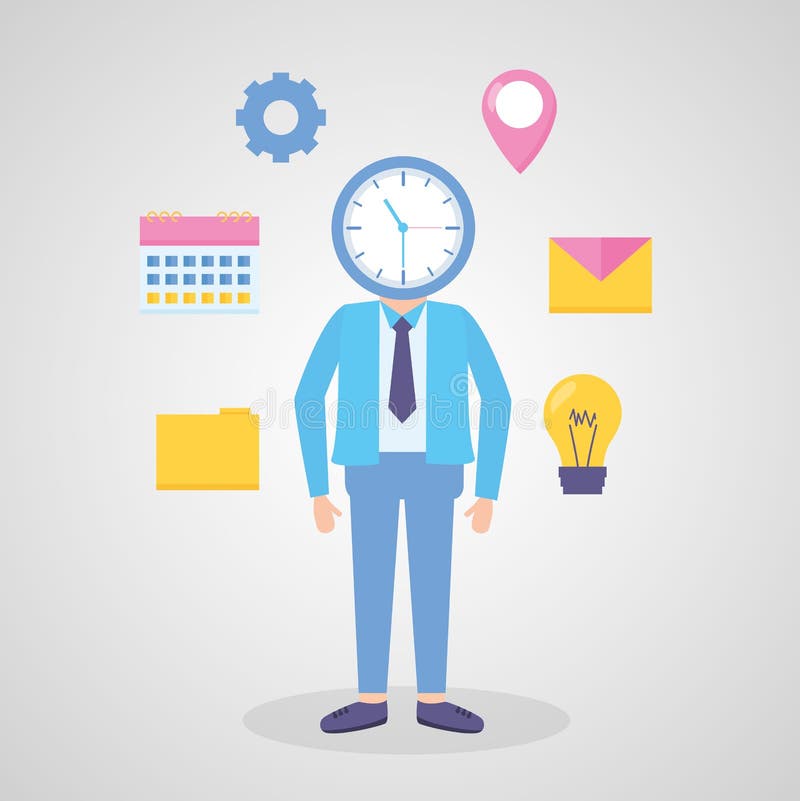 Businessman with Clock Time Stock Vector - Illustration of icon ...