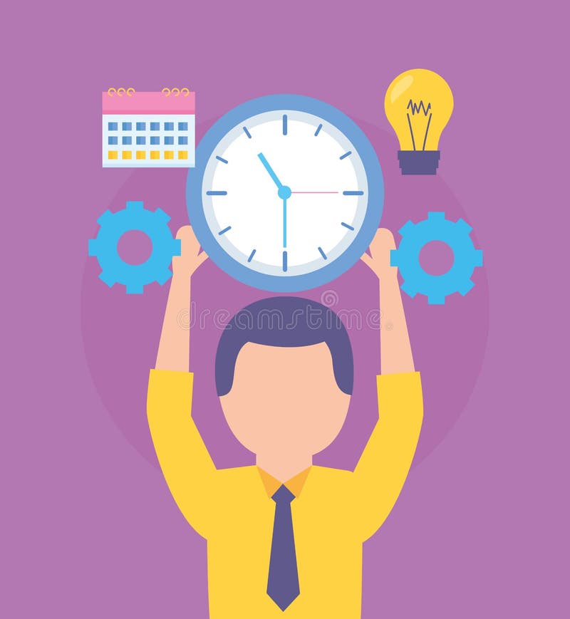 Businessman clock time stock vector. Illustration of design - 145363008