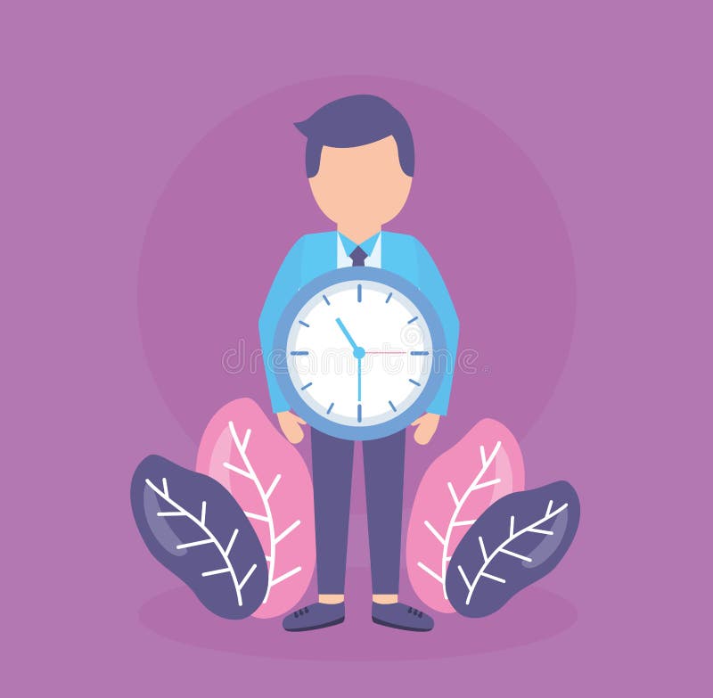 Businessman clock time stock vector. Illustration of career - 145411395