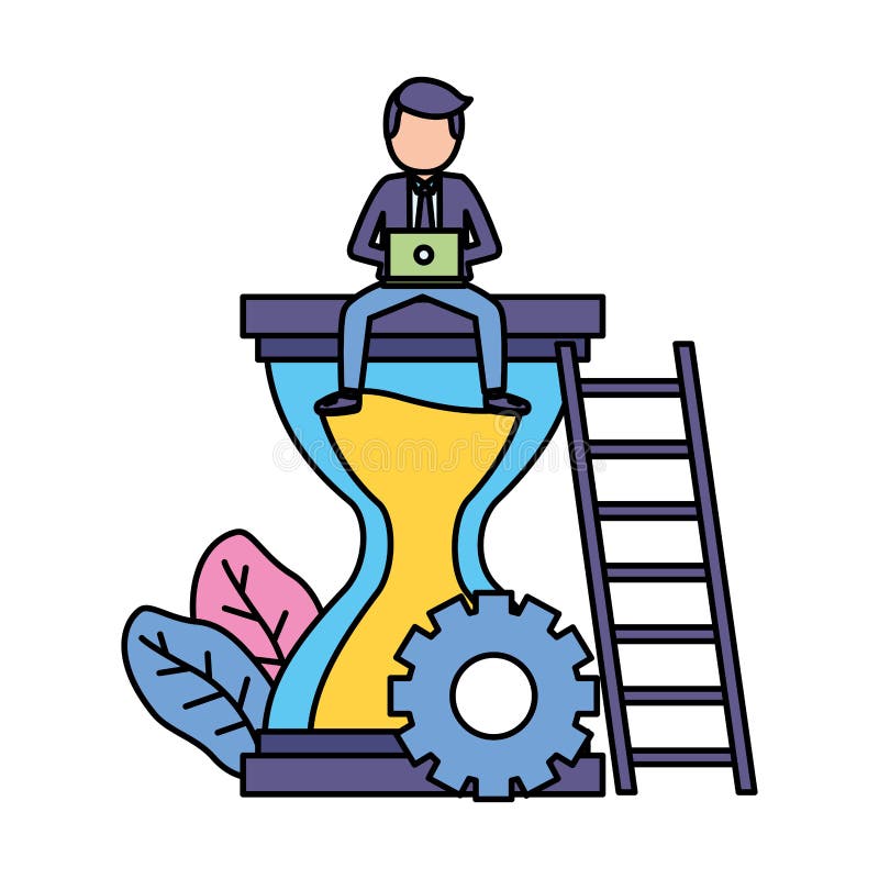 Businessman Clock Time Work Stock Illustration - Illustration of people ...