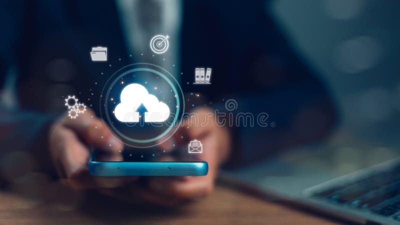 Businessman with Cloud Computing Diagram Show on Hand. Cloud Technology ...