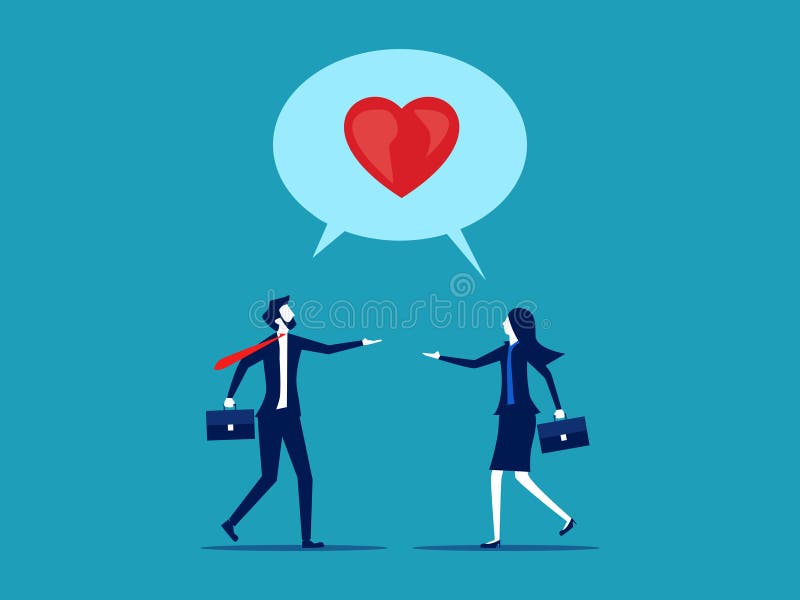 Businessman and Colleague Having the Same Heart in Speech Bubble ...